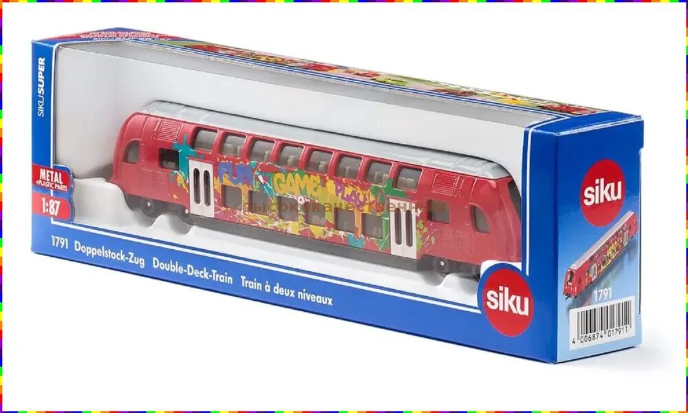 Siku Двухэтажный модельный поезд в масштабе 1:87 красный