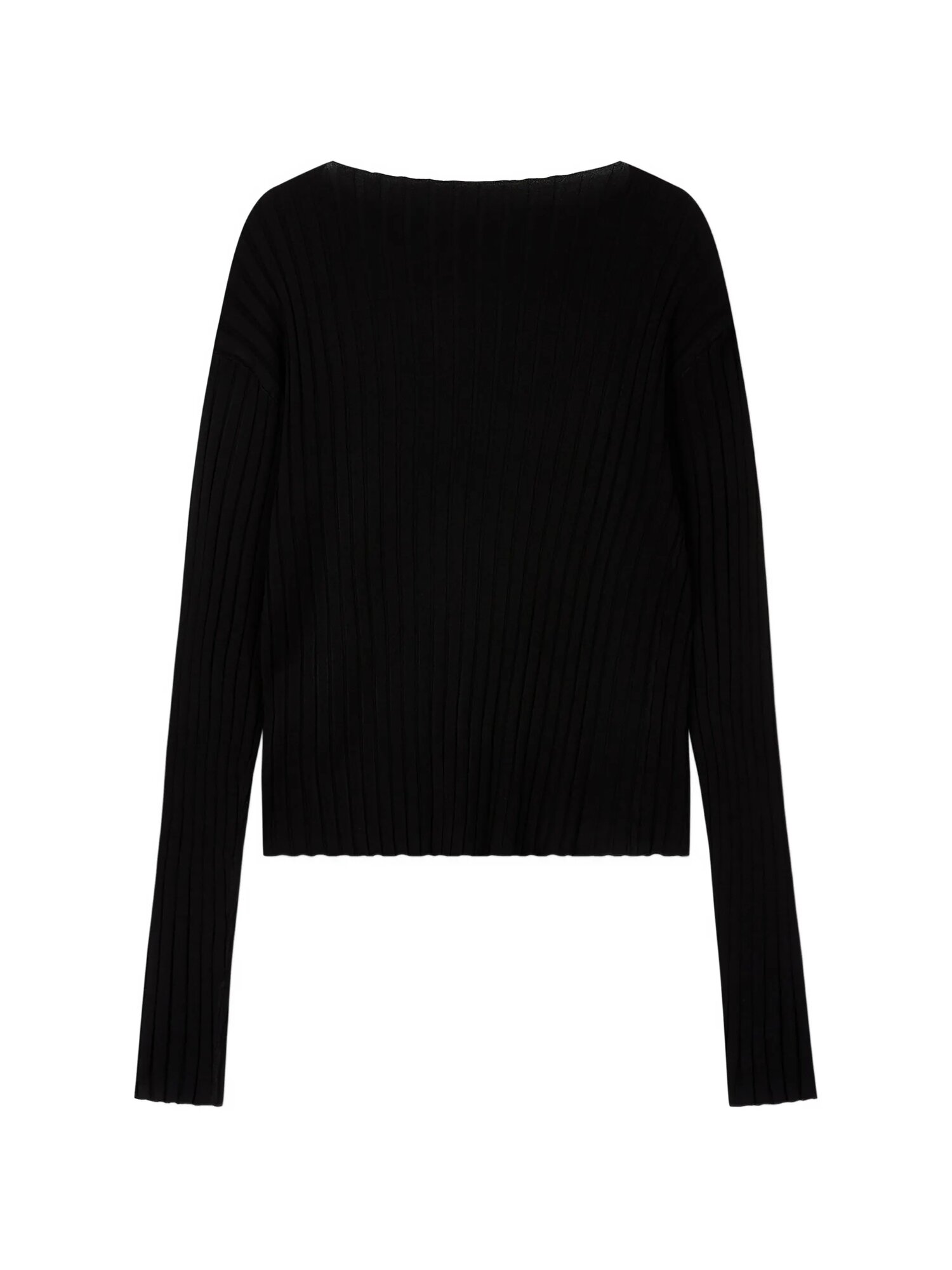 Кардиган STUDIO TOMBOY Round-neck ribbed cardigan, размер OneSize, черный — фото 1