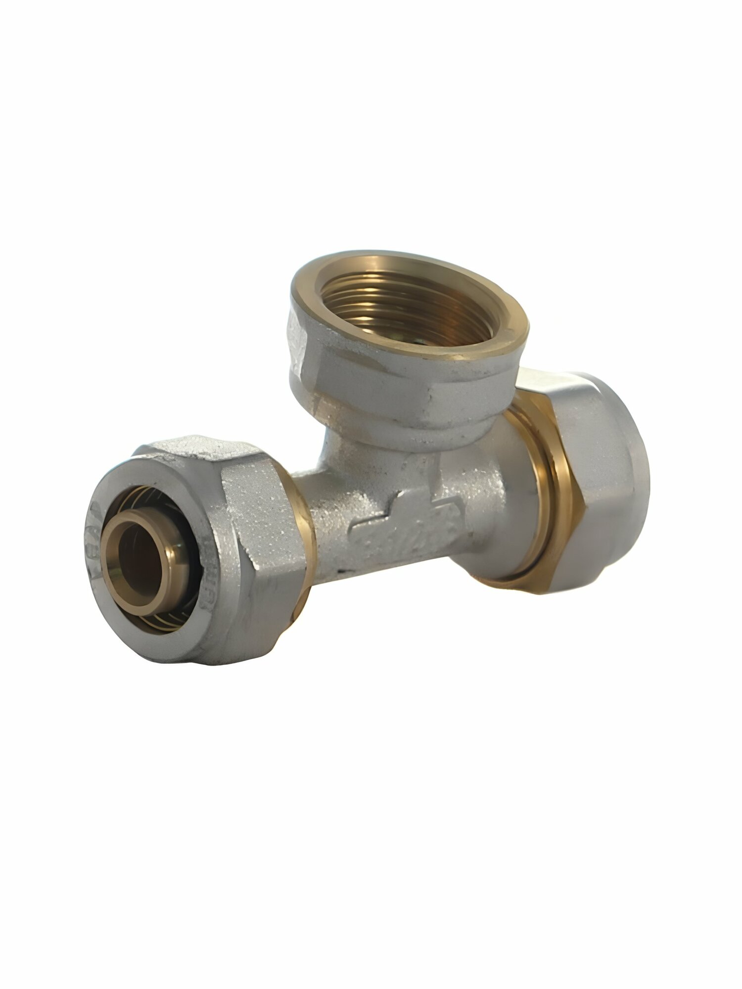 Металлопластиковый тройник Frap с цангой и гайкой 1/2", 16х16 мм