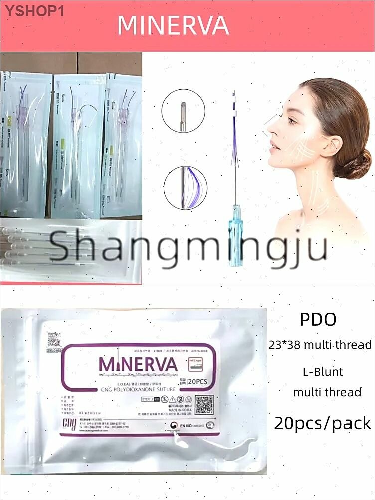 MINERVA PDO 23*38 multi thread, L-Blunt, multi thread, Нити коги для лица, Подходит для морщин на лице, 20 штук