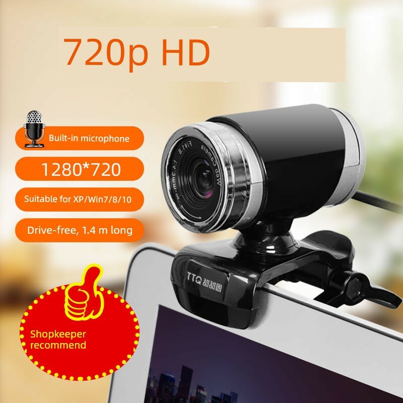 720P HD USB-вебкамера с микрофоном для домашнего офиса и онлайн-обучения, совместимая с USB-C