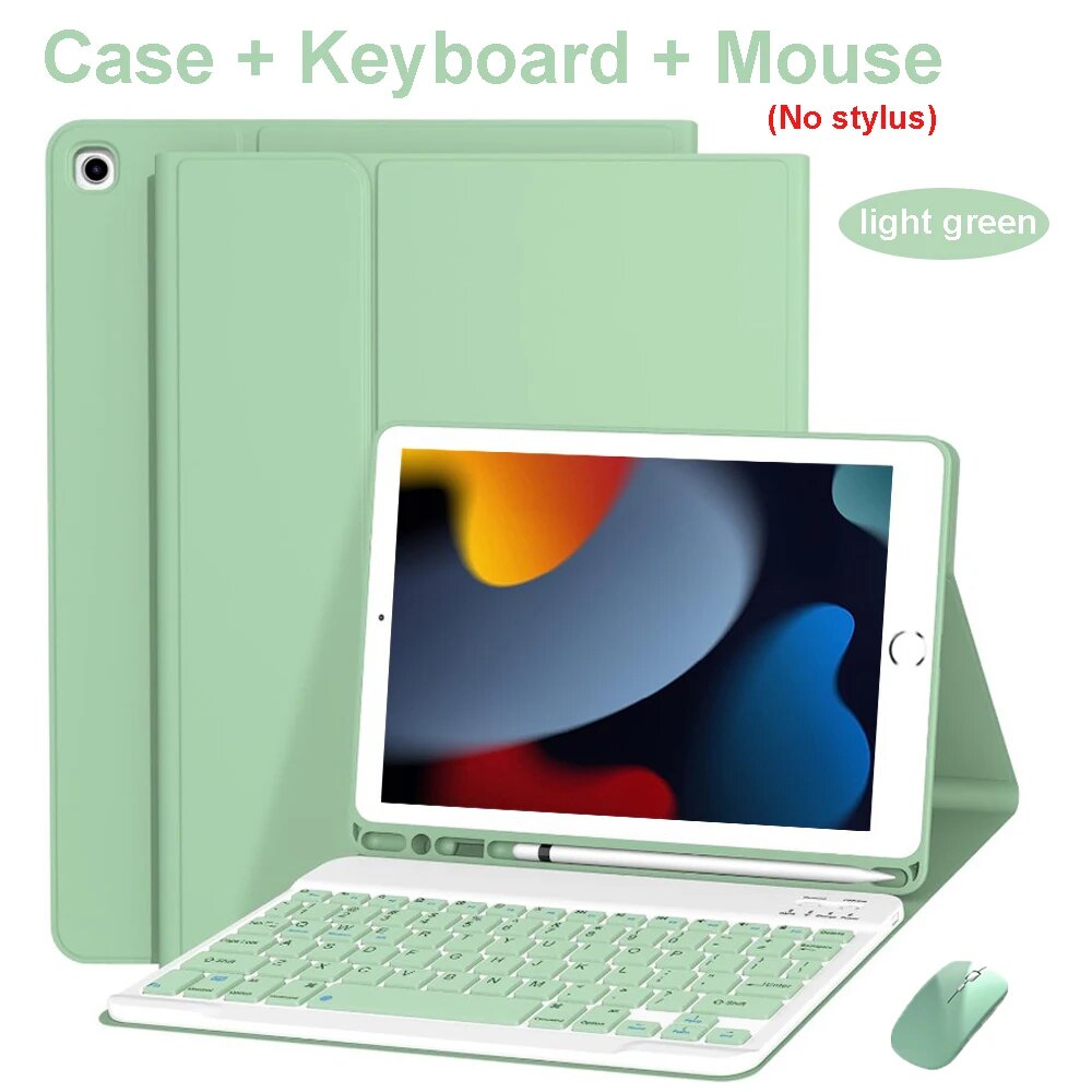 Чехол с клавиатурой и мышью light green для iPad 7/8/9