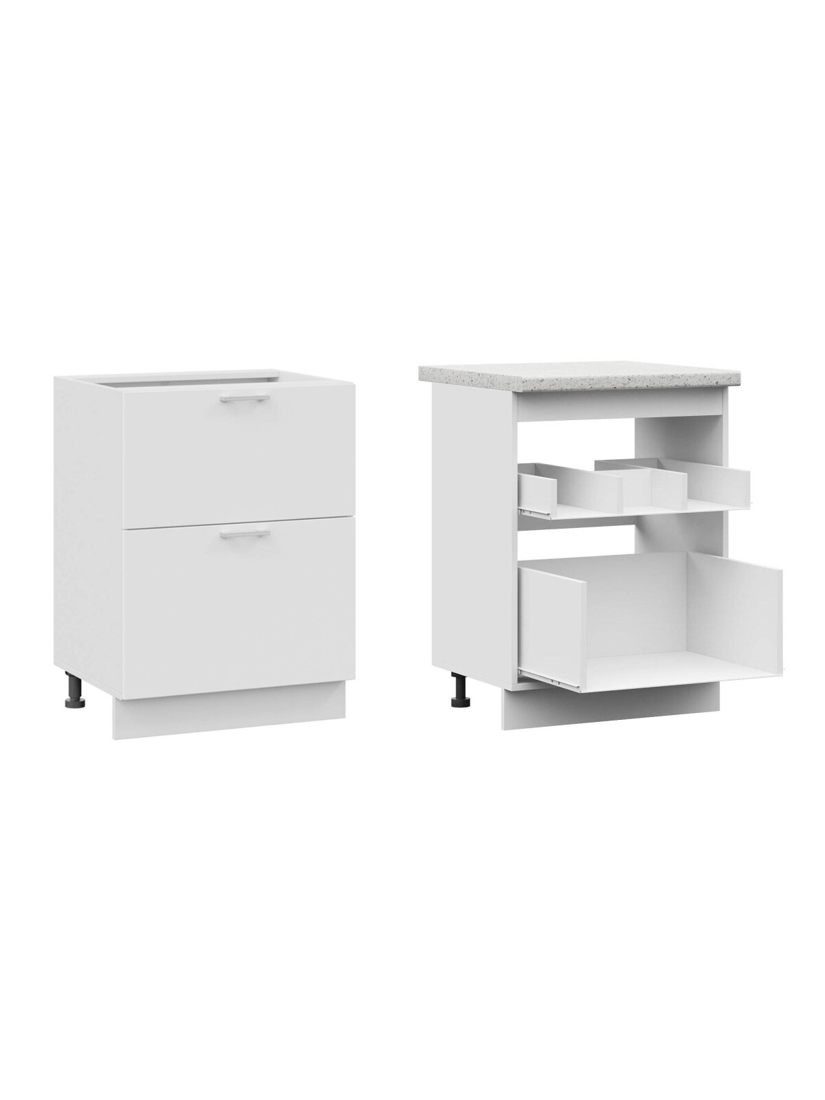 Кухонный шкаф под мойку 600 с двумя ящиками Катрин (софт вайт) Huge Mebel. Ширина 600 Высота 816. Модули кухонные нижние Huge Mebel. Ширина 600 Высота 816