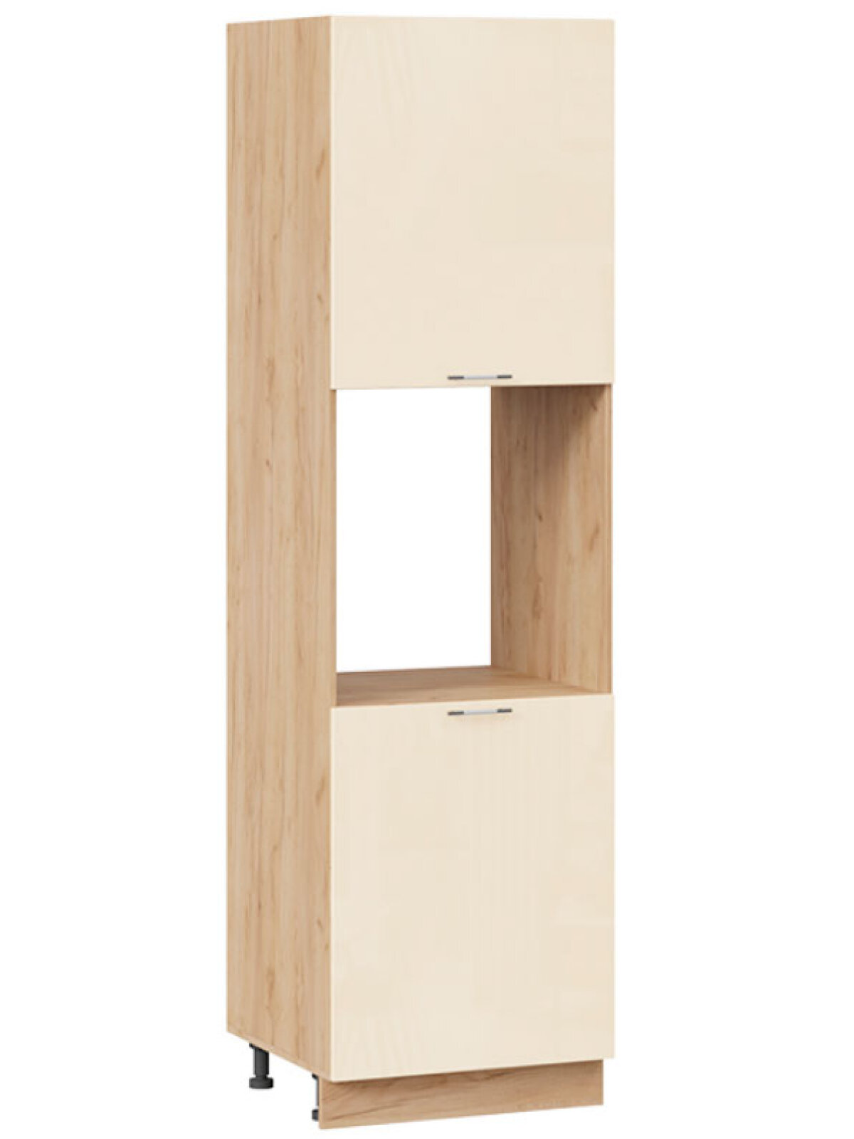 Пенал кухонный напольный с нишей 600 Ксения (ваниль) корпус крафт Huge Mebel. Ширина 600 Высота 2132. Модули кухонные нижние Huge Mebel. Ширина 600 Высота 2132