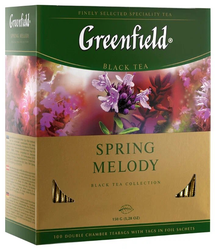 Чай Чёрный Байховый с ароматом Фруктов и Душистых трав Greenfield Spring Melody (Гринфилд Спринг Мелоди), 100пак.