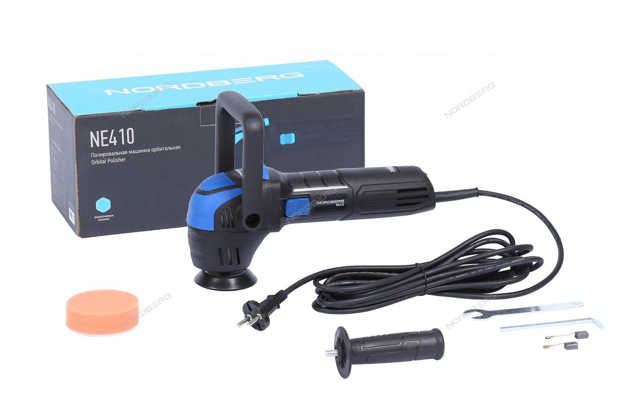 Орбитальная полировальная машина Nordberg NE410, синяя, черная, с липучкой