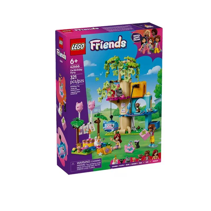 LEGO Friends Серия 42666 Котенок День Рождения и Деревянная Изба с Новой Упаковкой — Образовательные Сборные Блоки для