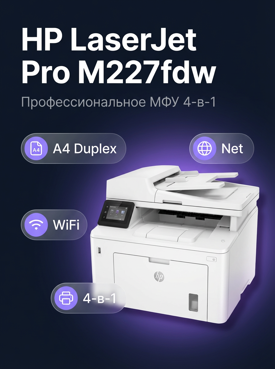 HP LaserJet Pro M227fdw A4 Duplex Net WiFi белый G3Q75A