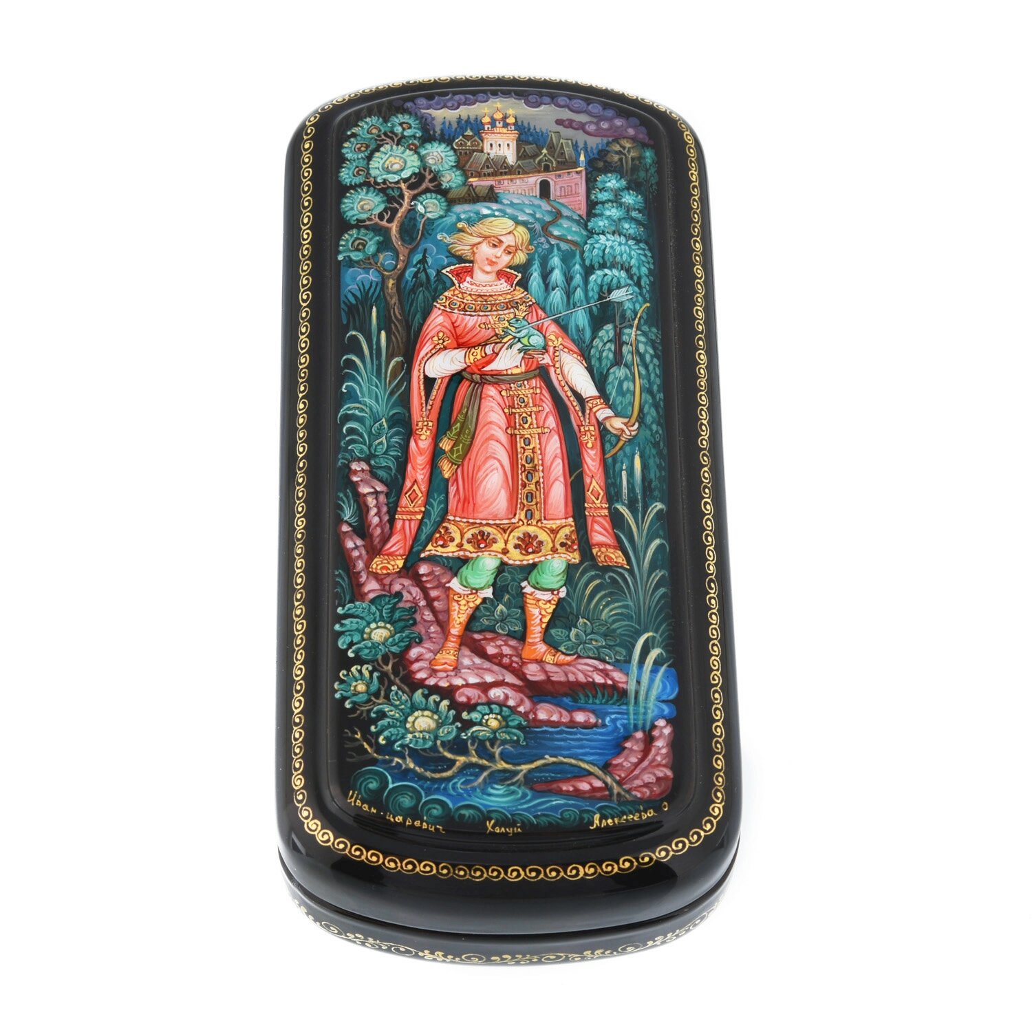 0061353 Лаковая миниатюра Шк. "Иван царевич и царевна-лягушка" 15*07*03 см 1464