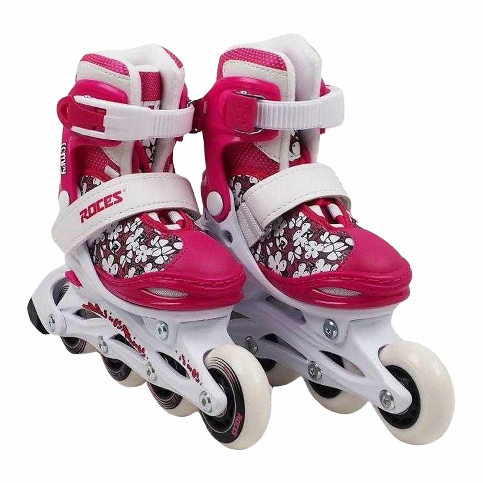 DECATHLON ролики Roces Compy X Inline, белый с пастельным фуксия, размер 26/30, грузоподъемность 60 кг
