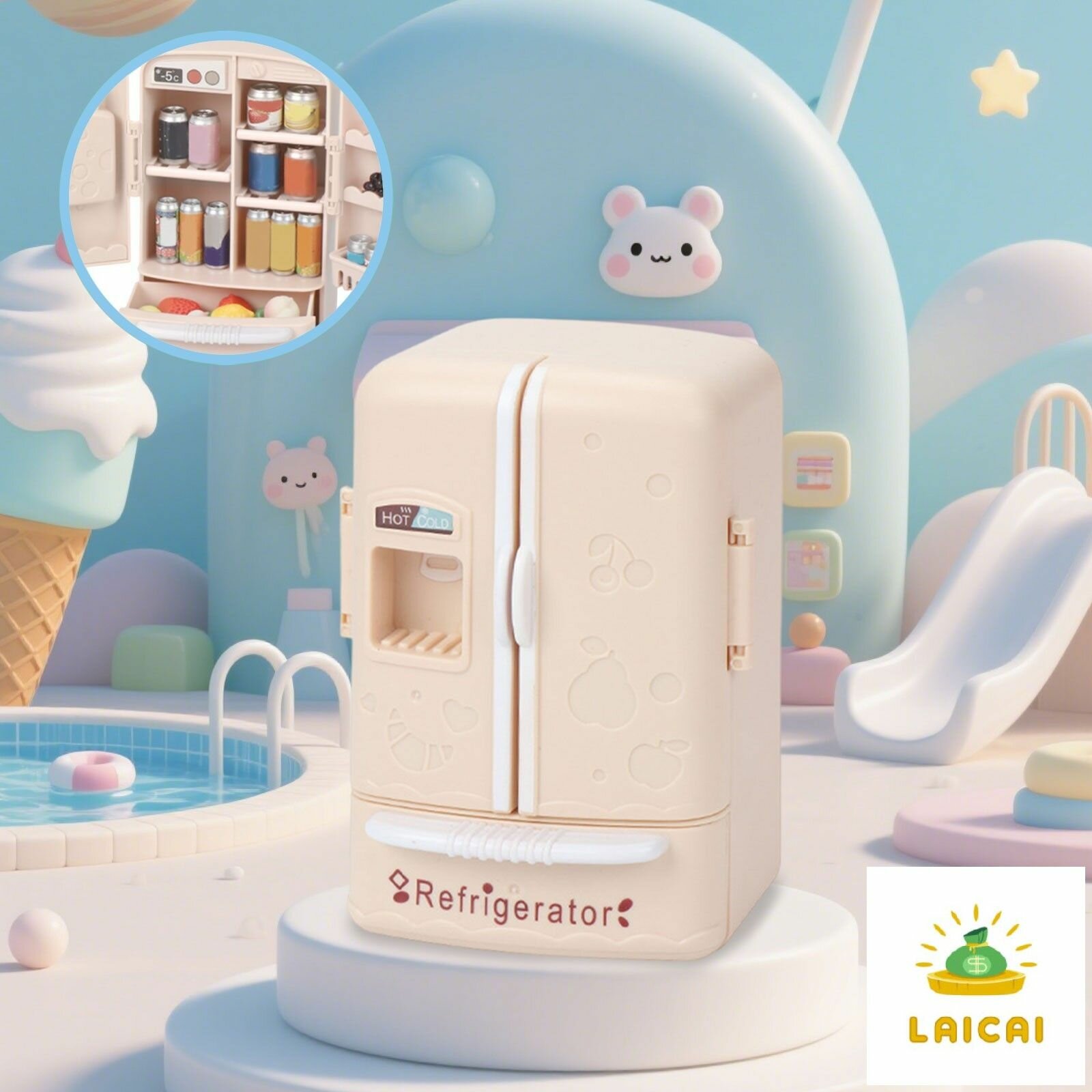 Миниатюрная игрушка-имитация еды, холодильник, декорация для кухни