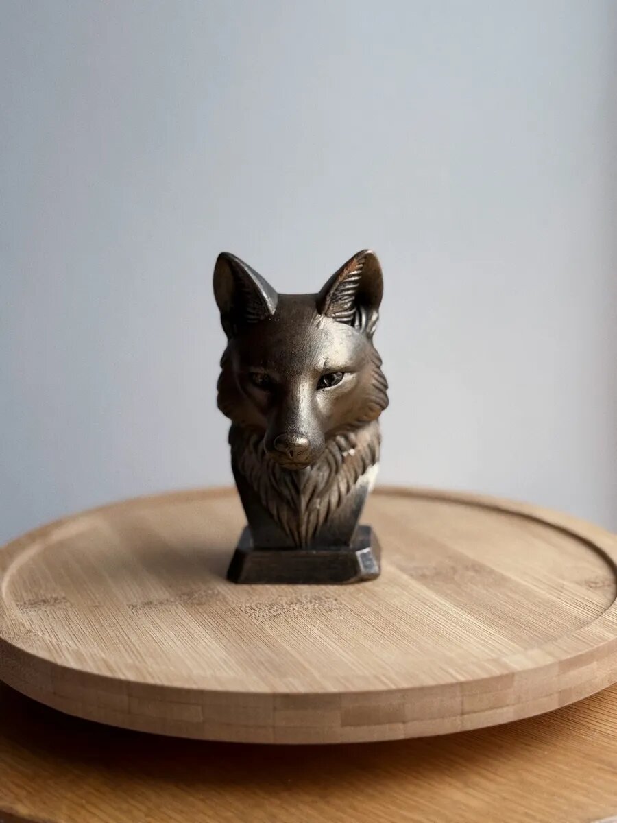 Статуэтка Лиса, 12 см, из гипса, ручная работа, в цвете, бюст — фото 1
