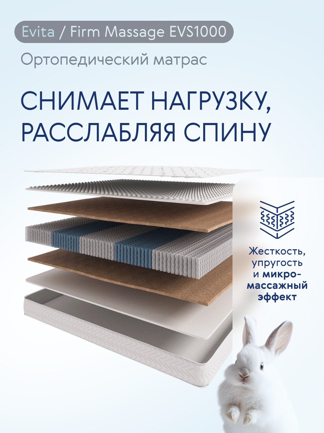 Ортопедический матрас Evita Firm Massage EVS1000, 200х180 см, , независимые пружины, микромассажный эффект