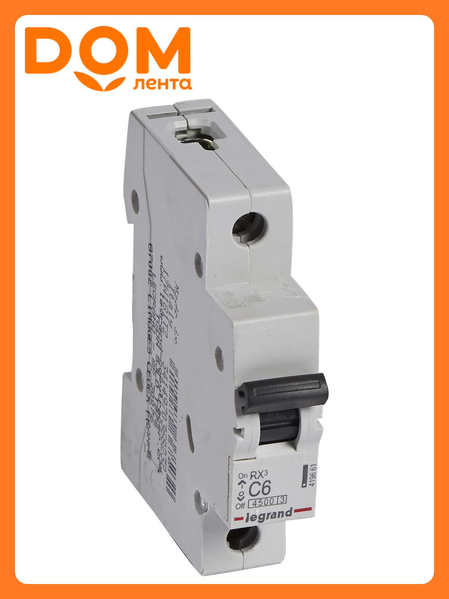 Автоматический выключатель Legrand RX3 1Р C6 А 4,5 кА 30 мА