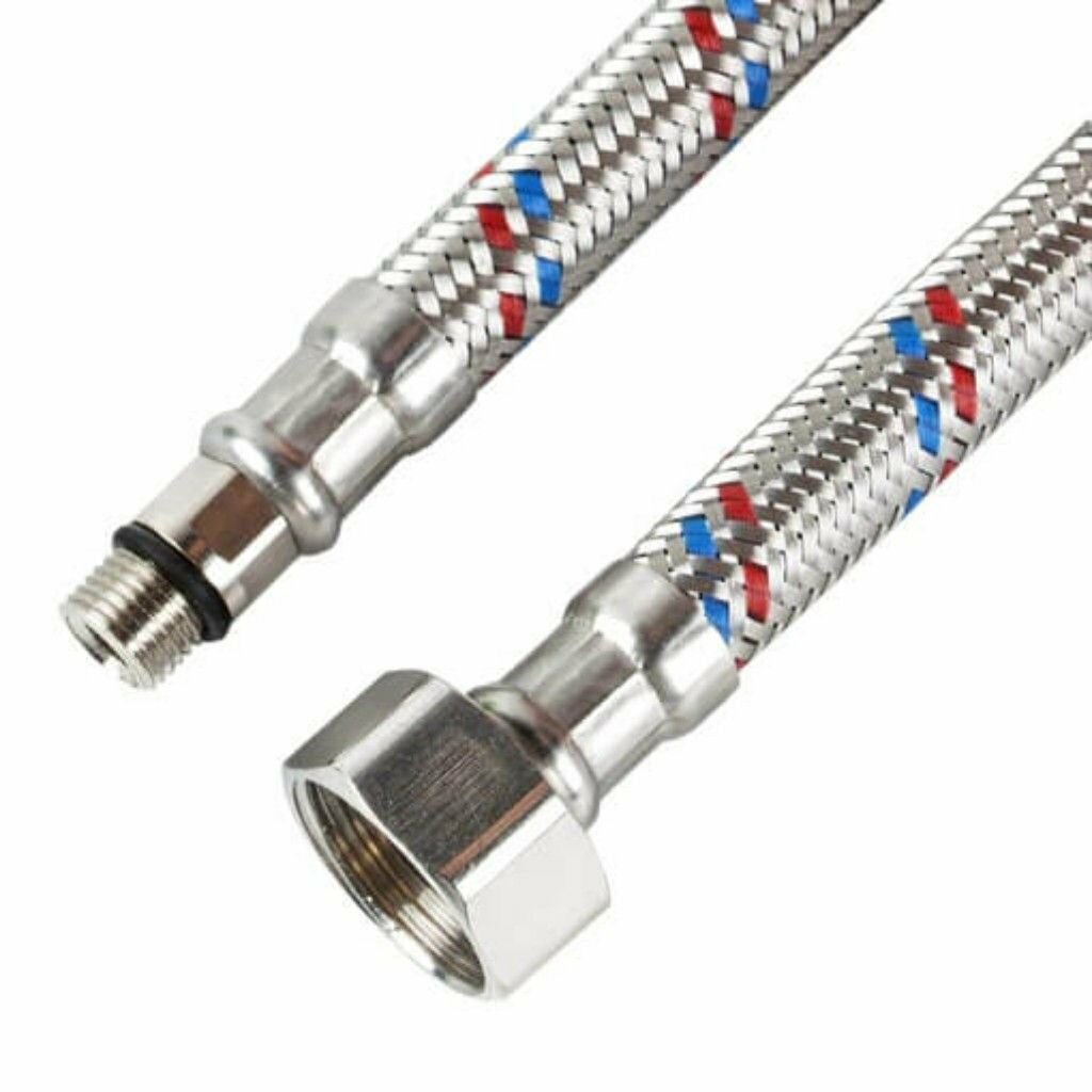 Подводка для воды ELKA М10-1/2" 0.6 м, пара, нержавеющая сталь, для смесителя, горячей и холодной воды, 16 атм