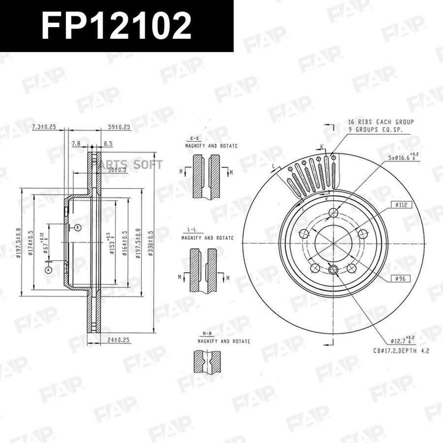 Диск тормозной BMW 5 (G30, F90) FAP FP12102 | цена за 1 шт