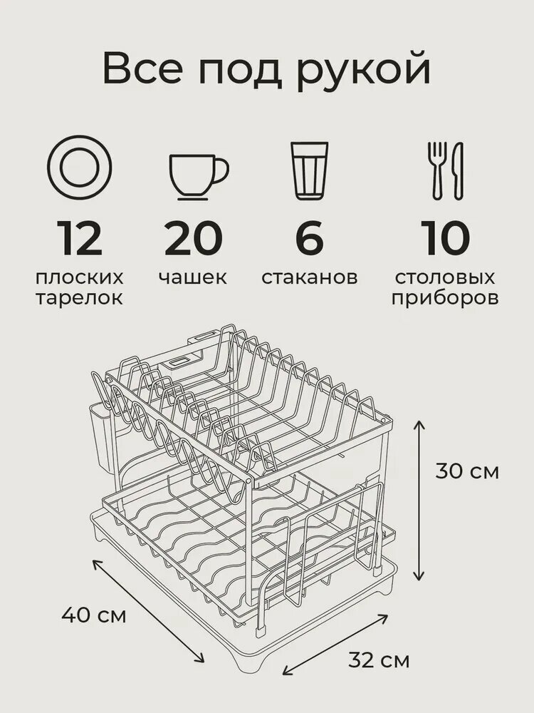 Сушилка для посуды настольная SIMPLE KITCHEN — фото 1