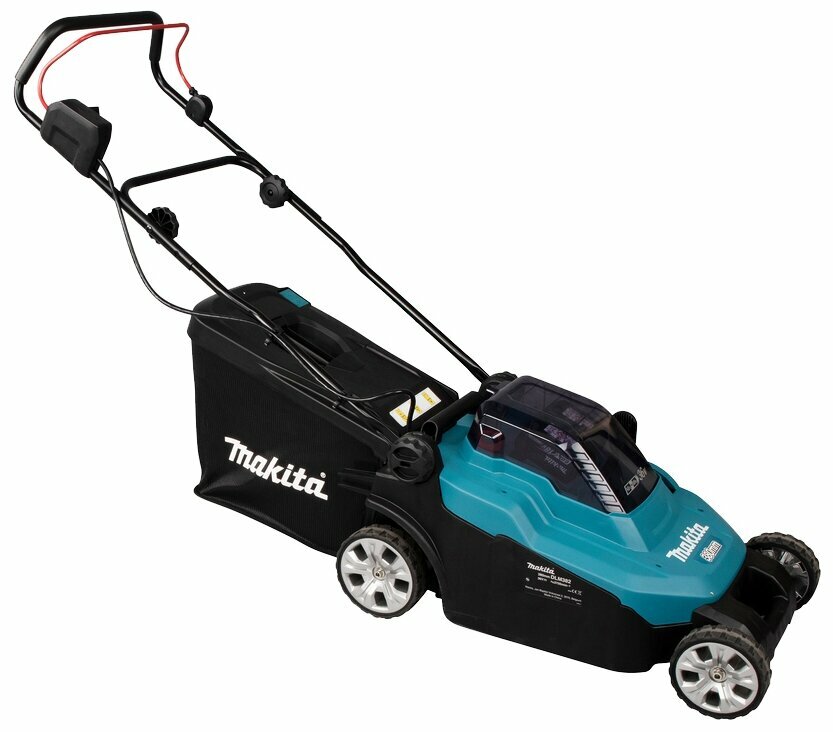 Газонокосилка аккумуляторная Makita DLM382PM2 (36В/2х18В, ширина 38см, травосборник40л, 2 в 1, 2x4 Ач; БЗУ) — фото 1