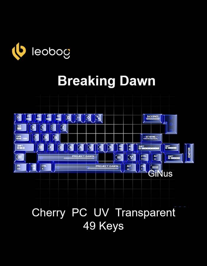 Кейкапы для механической клавиатуры LEOBOG Breaking Dawn, синий, 49Keys, Cherry, PC, UV