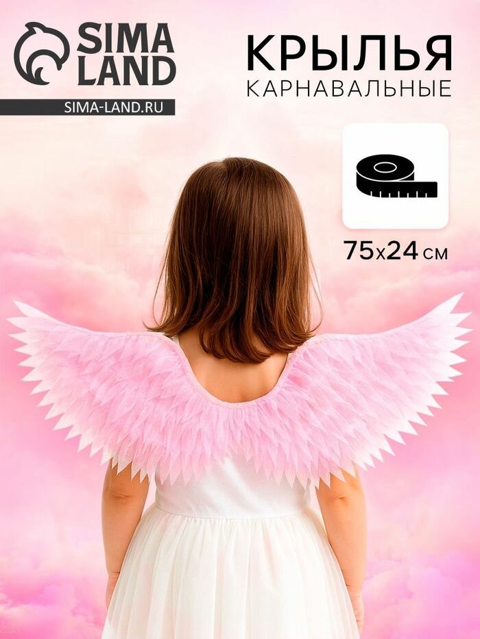 Карнавальные крылья Ангел , двухсторонние, розовые, 75 24