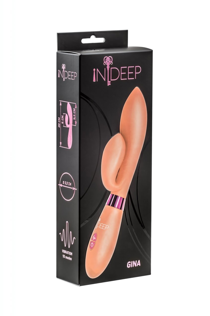 Вибратор для двойной стимуляции Indeep Gina, силикон, бежевый