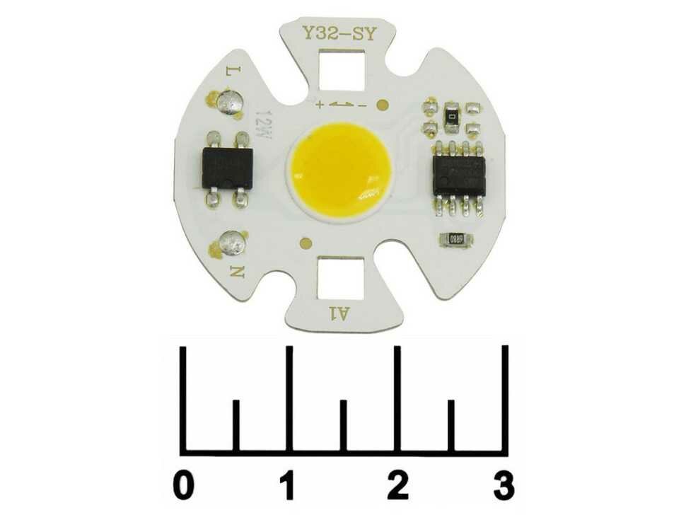 Светодиодный модуль 220V 12W белый теплый 3000K COB