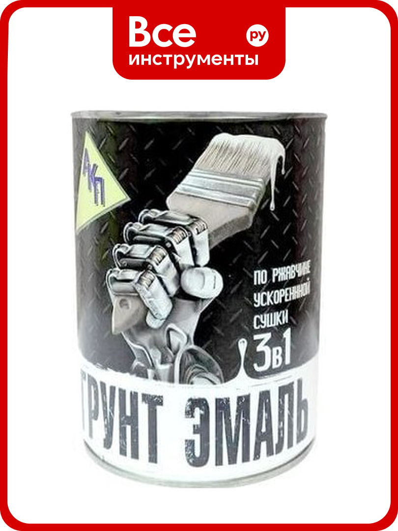 Грунт-эмаль АО "Антикоррозийные пигменты" ХВ 3 в 1, серый 7035, 1,9кг, атмосферостойкими эмалями
