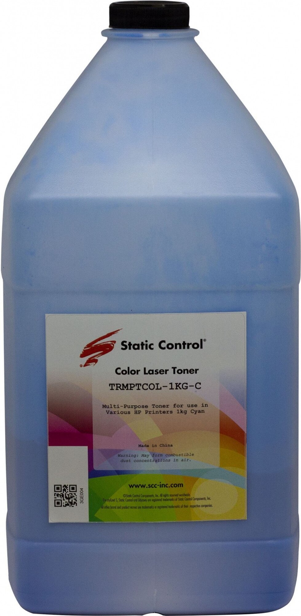 Тонер Static Control TRMPTCOL-1KG-C, для принтеров HP CLJCP1515, Canon MF8330, голубой, 1000 г