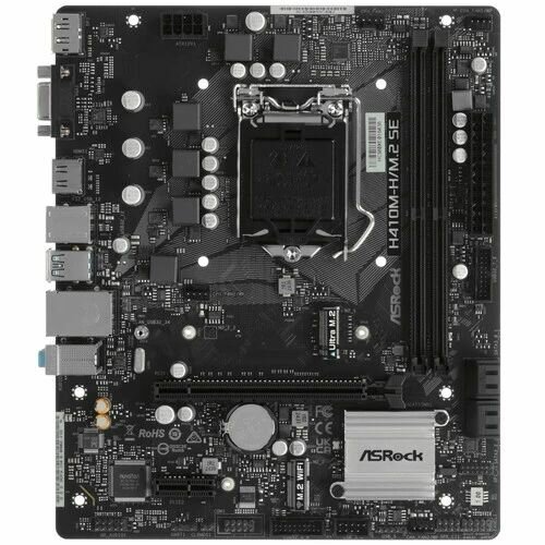Материнская плата ASRock H410M-H/M.2 SE - LGA 1200, Intel H370, 2xDDR4-2933 МГц, 1xPCI-Ex16, 1xM.2, Micro-ATX
