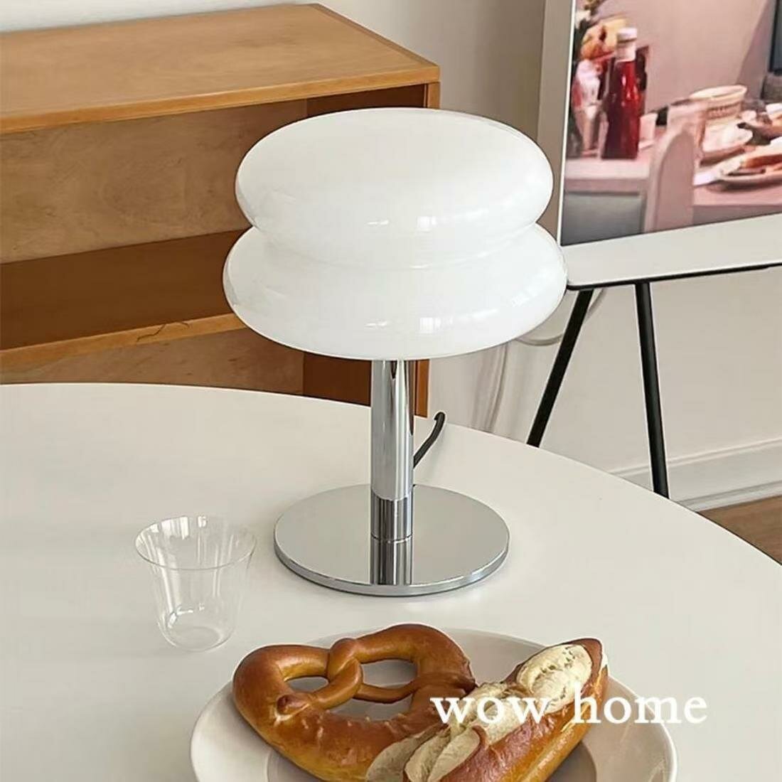 Настольная лампа Clear Lighting Bauhaus Macaron ins glass, металл, белый
