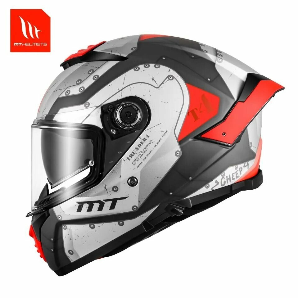 MT HELMETS Мотошлем, цвет: черный, серый, размер: M