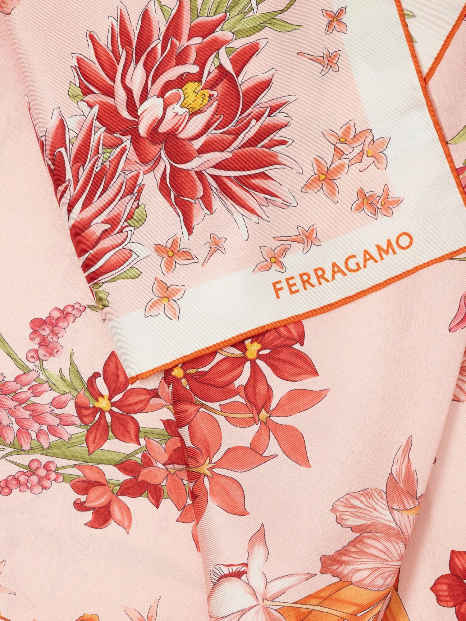 Шарф Ferragamo Spring для девочек, зеленый/оранжевый — фото 1