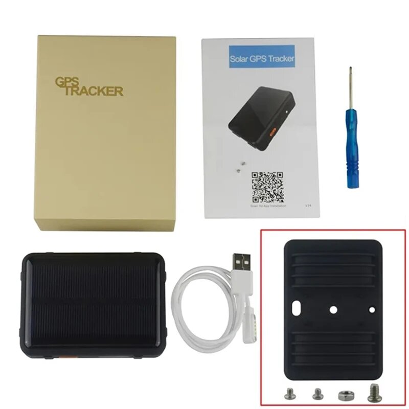 Солнечный GPS-трекер 2G RF-V34 с креплением для ошейника