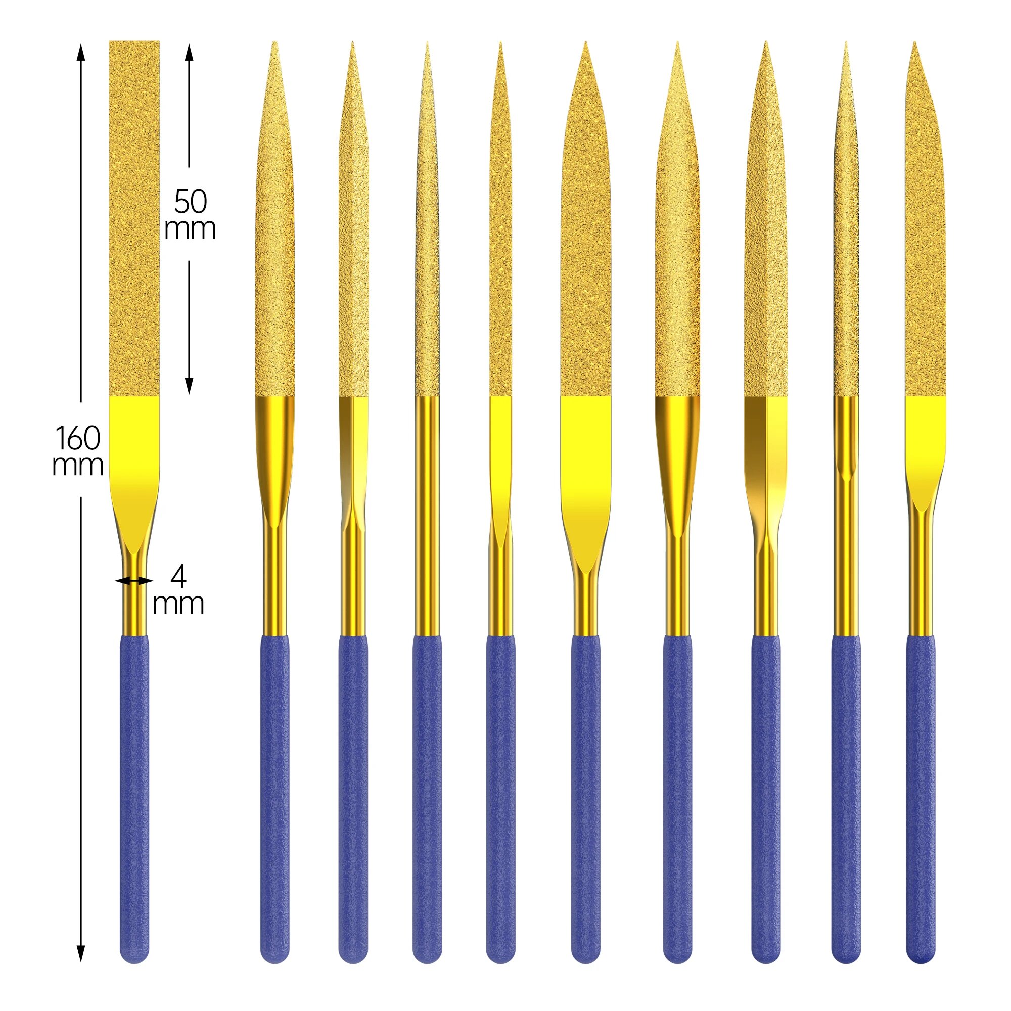Набор алмазных напильников HUHAO, 10 шт, 4X160--10PCS