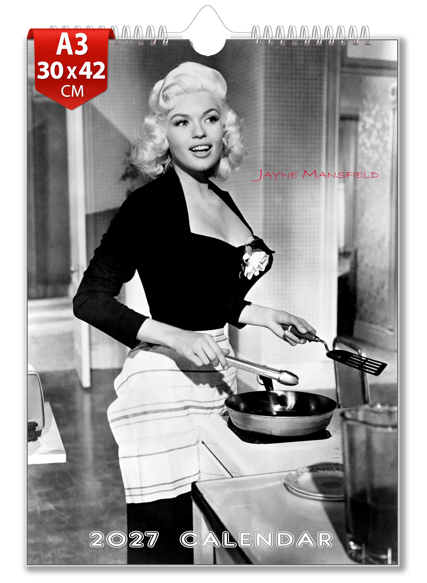 Настенный перекидной календарь 2027 Джейн Мэнсфилд Jayne Mansfield A3 (29,7 х 42 см)