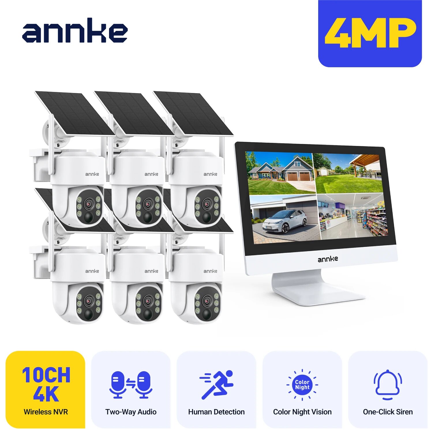 Annke 5MP Wi-Fi камера наблюдения 12-дюймовый ЖК-дисплей 2.4G 5.8G PTZ Wi-Fi камеры безопасности PIR цветное ночное видение Наружная Wi-Fi камера