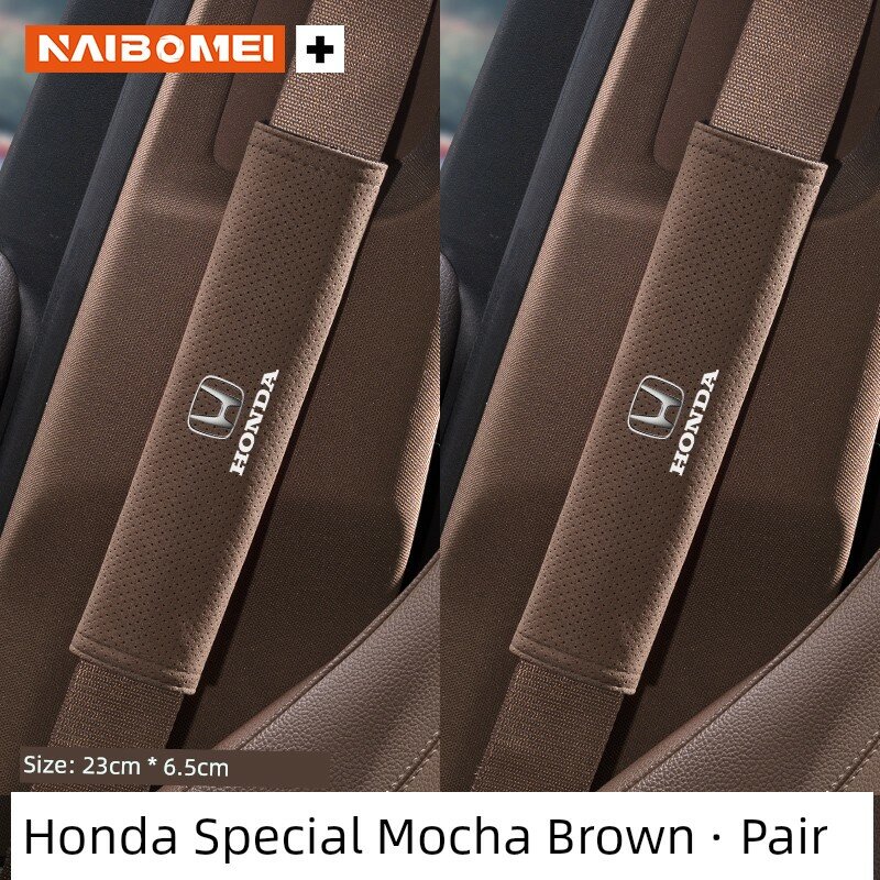 Накладка на плечо ремня безопасности для Honda Civic Accord из искусственного меха 23 см, мокко-коричневый, пара
