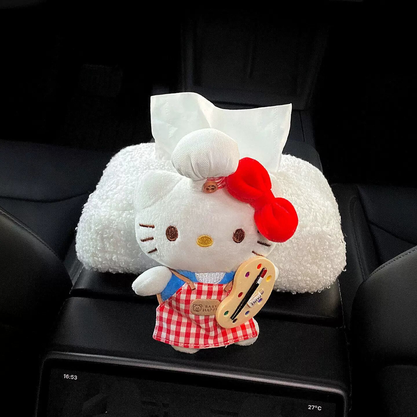 Держатель для салфеток в автомобиль с рисунком Hellokitty поварская фартук красный, мягкая шерстяная ткань, одиночный