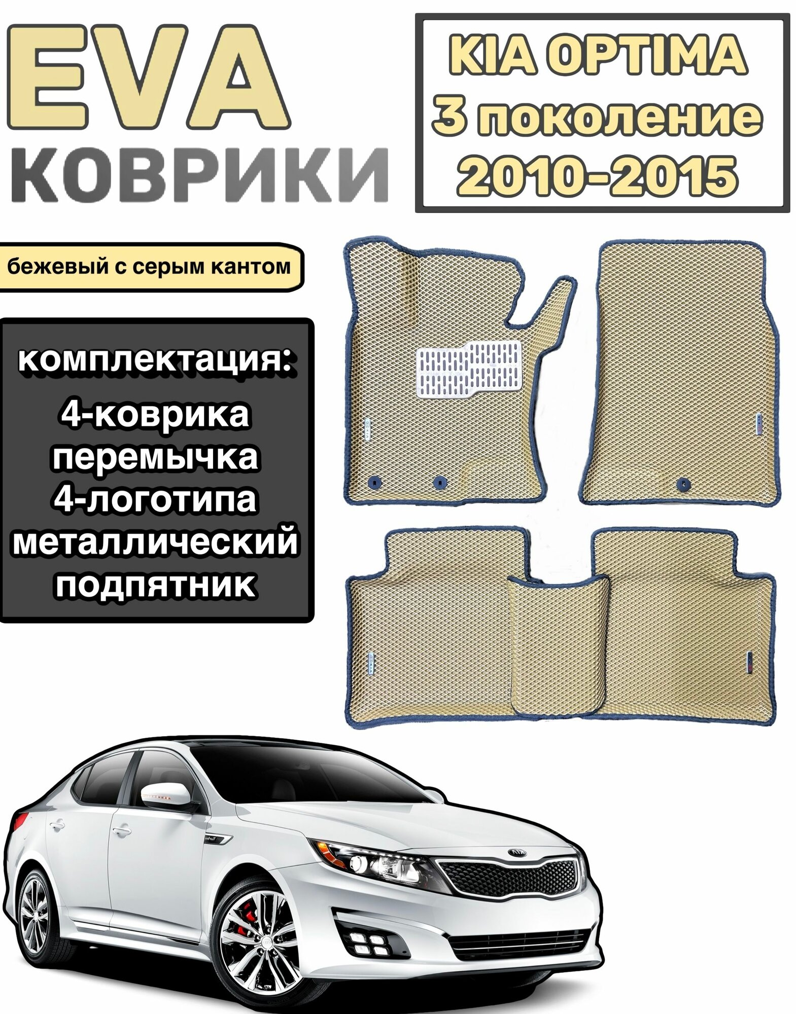 Комплект EVA с бортами для KIA OPTIMA 3 2010-2015/ КИА оптима 3.