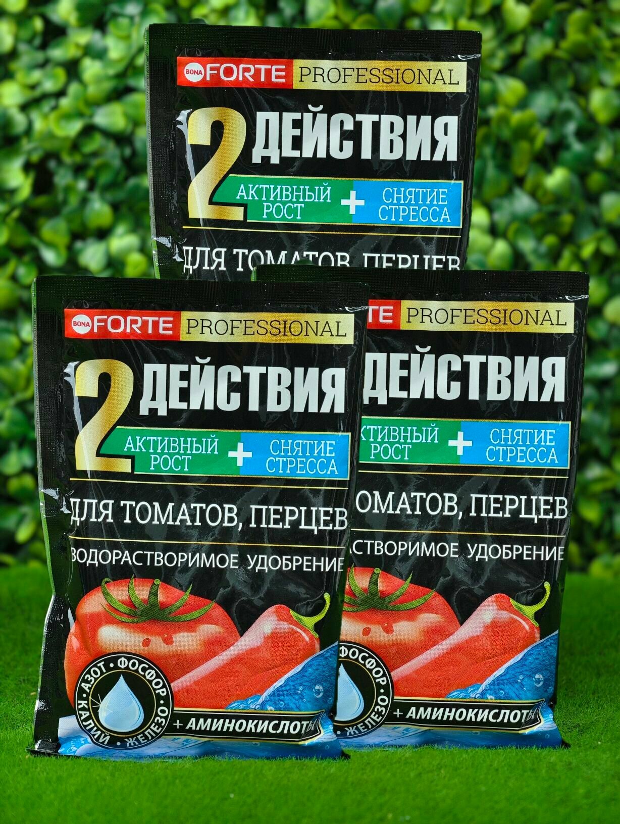 Удобрение Бона Форте для томатов и перцев, 3 шт по 100 гр