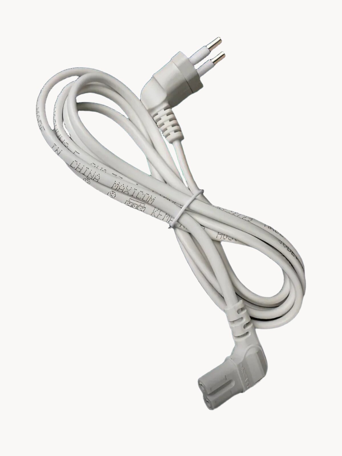 Кабель питания сетевой восьмерка 2*0.75мм угловые разъемы, 1.8 метра, белый