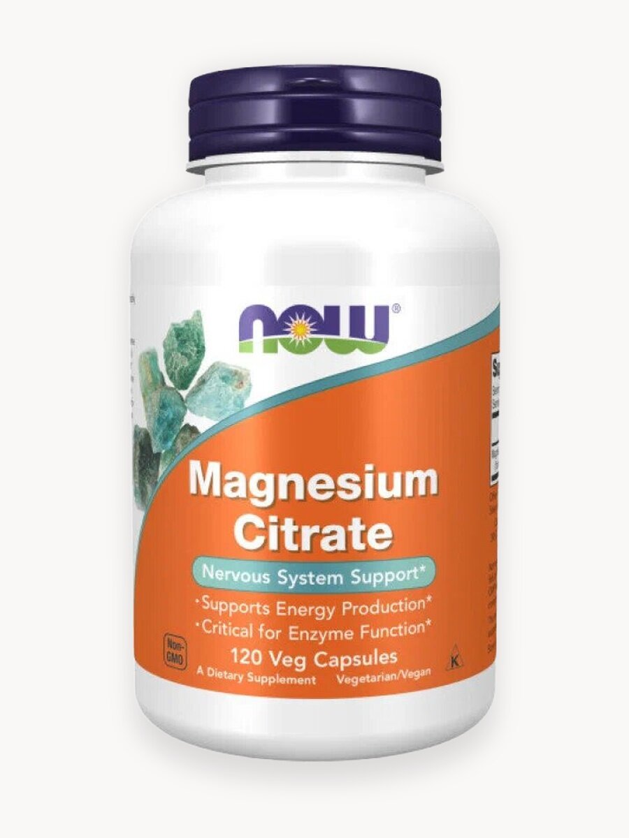 Магний NOW Foods Magnesium Citrate 120 капсул, цитрат, для женщин, мужчин