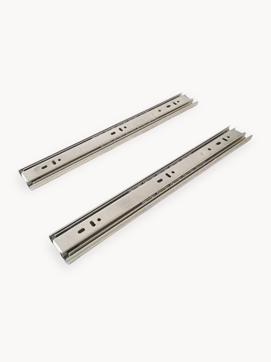 Шариковые мебельные направляющие для ящика 500 мм, тумб и комодов Firmax полного выдвижения, H45 мм, цинк (2 части)