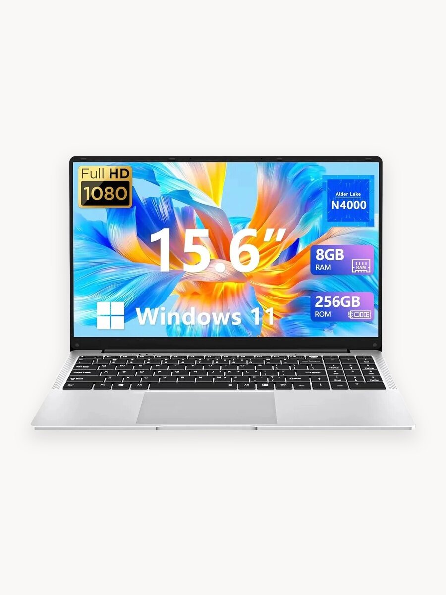 MAIMEITE Ноутбук-N4000-1 Ноутбук 15.6", RAM 8 ГБ, SSD, Windows Pro, (N4000), серебристый, Русская раскладка