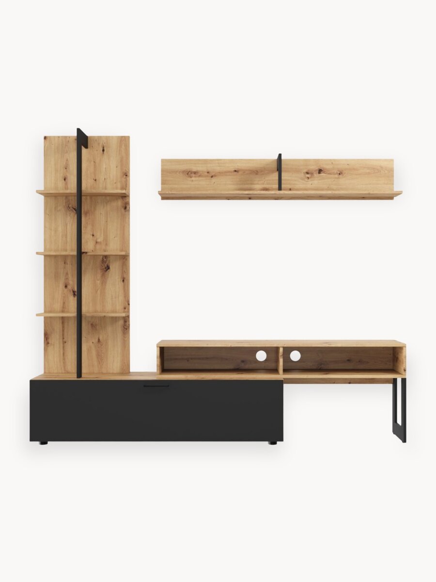 JUNO гостиная Дуб Артизан/Черный, 1737 х 2051 х 416 мм, ЛДСП