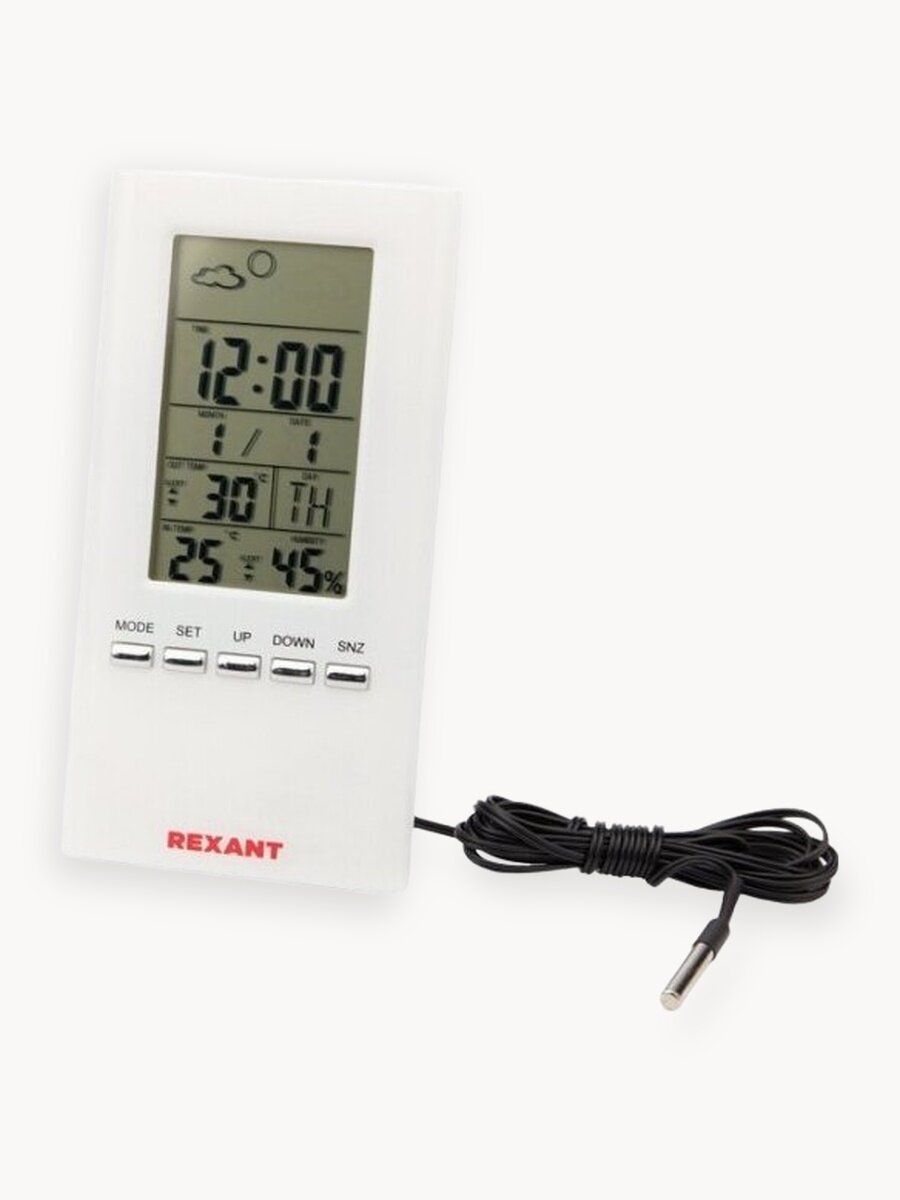 Метеостанция Rexant S3331SC комнатно-уличная с часами и проводным датчиком