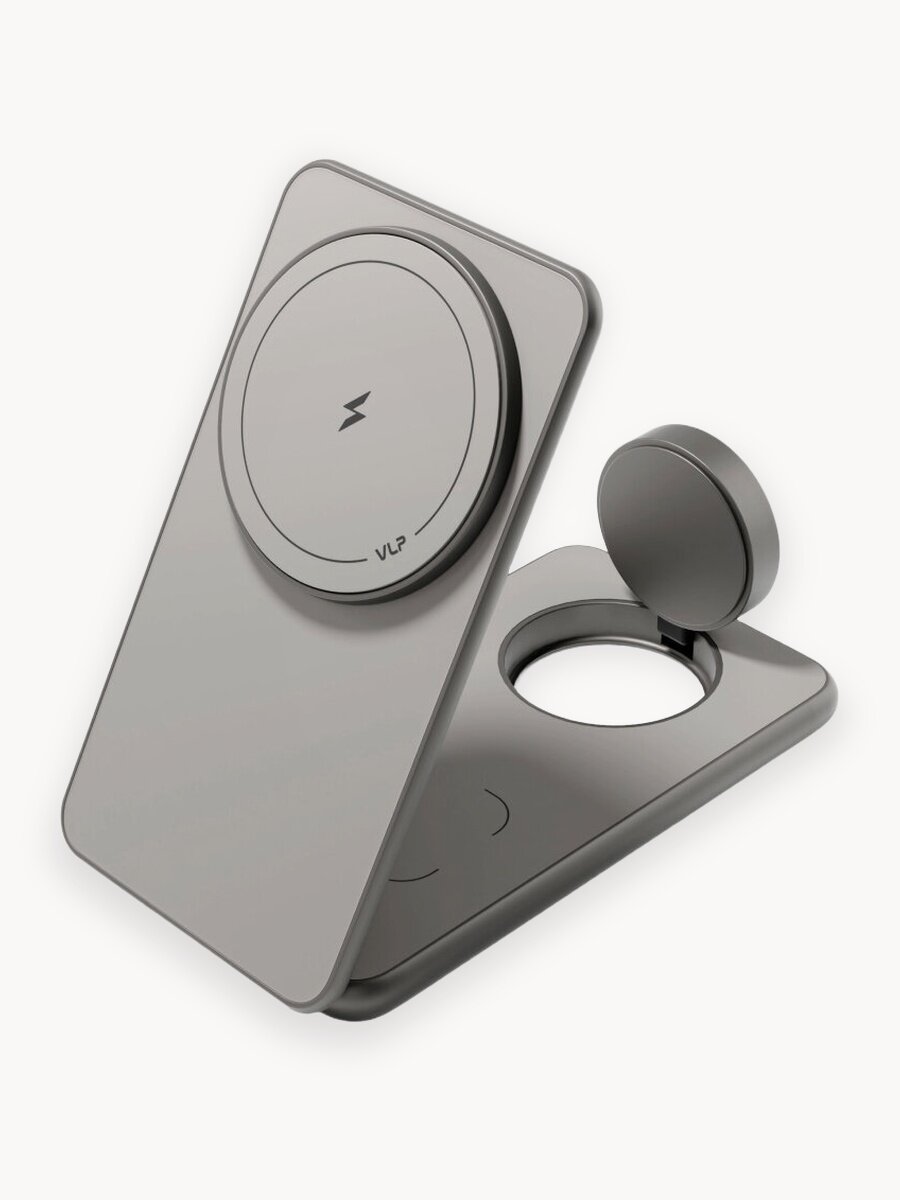 Беспроводное зарядное устройство VLP Alum Power Pro для Apple, натуральный титан