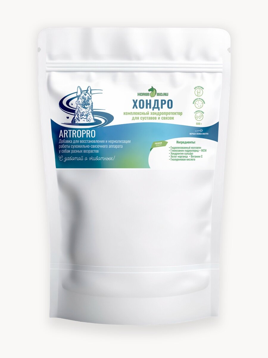 Хондропротектор хондро Horse-Bio ArtroPro для собак крупных пород, 600 г