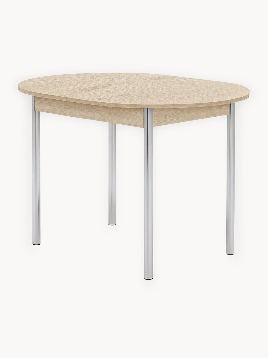 Стол кухонный раздвижной обеденный круглый / овальный дуб сонома, металлические ножки