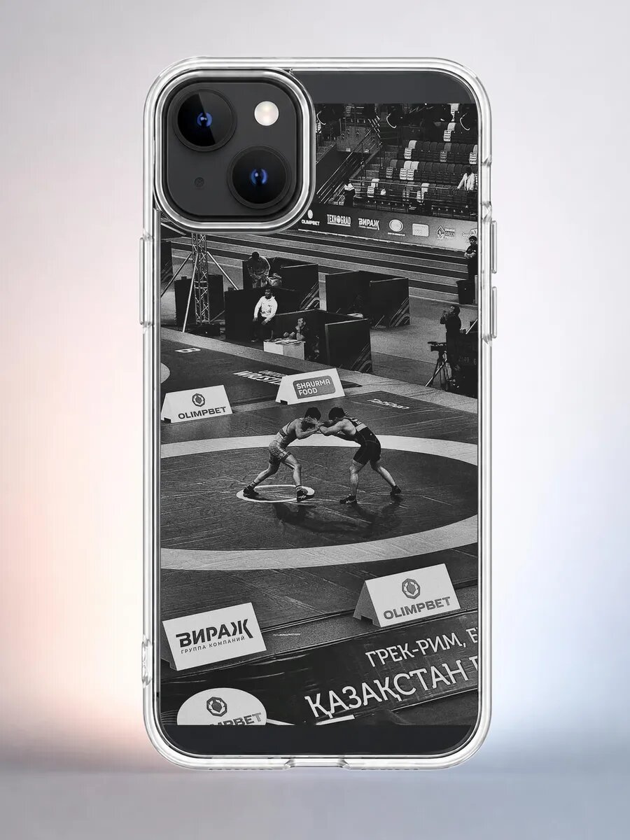 Чехол iPhone 14 борьба на ковре силиконовый